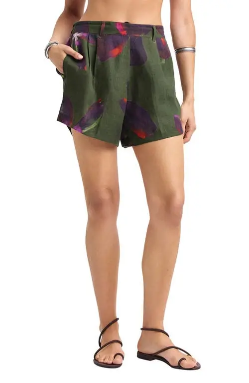 Vitamin A® Getaway Linen Cover-up Shorts - Watercolor Orchid