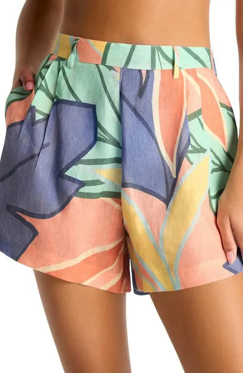 Vitamin A® Getaway Linen Cover-up Shorts - Watercolor Orchid