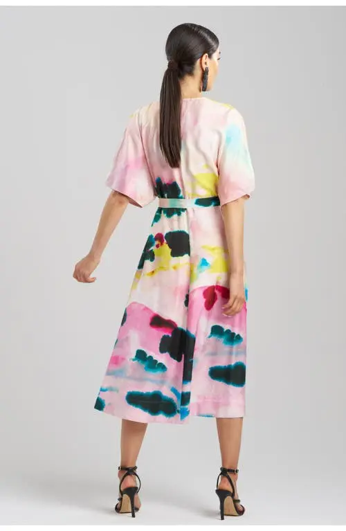 Natori Akiko Printed Cotton Silk Twill Kimono Wrap