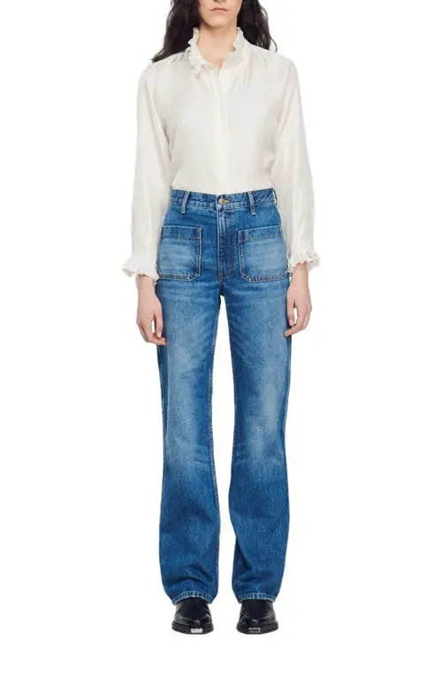 Sandro Flared Faded Jeans - Blue Jean