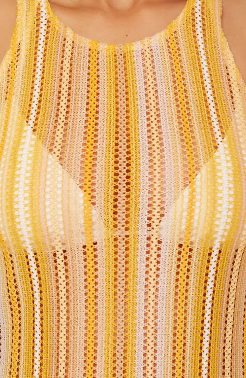 BECCA By Rebecca Virtue Cabo Stripe Sheer Cover-up Minidress