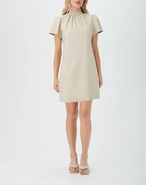 Trina Turk Vida Faux Leather Dress - Chai