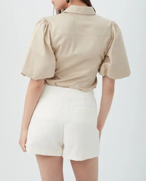 Trina Turk Kari Puff-sleeve Blouse - Chai