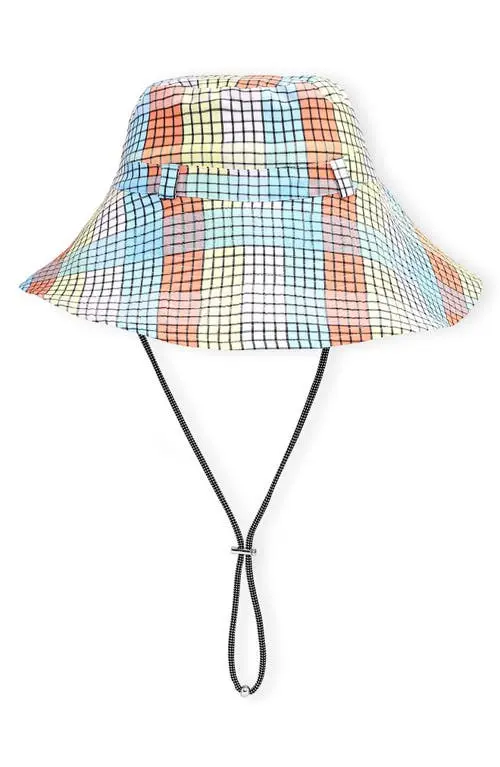 GANNI Check Seersucker Bucket Hat - Multicolor