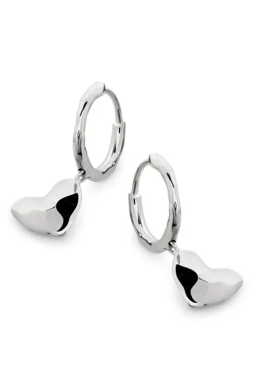 Monica Vinader Heart Drop Huggie Hoop Earrings - Sterling Silver