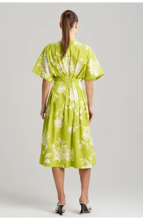 Natori Miykao Printed Cotton Poplin Dress - Chartreuse