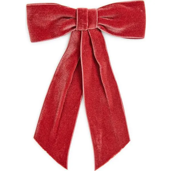 JENNIFER BEHR Wide Velvet Bow Barrette - Antique Rose