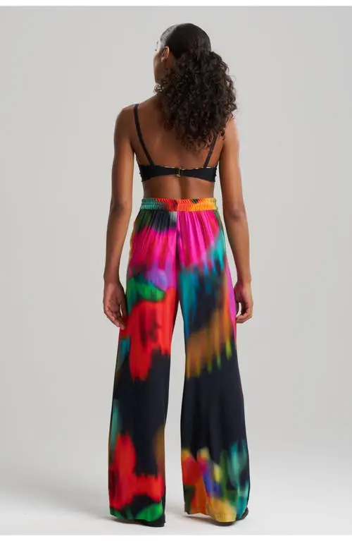 Natori Floral Mirage Printed Rayon Pants With Tassel