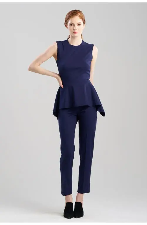 Natori Knit Peplum Top - Midnight Navy