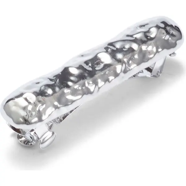 LELET NY Hammered Bar Barrette - Rhodium