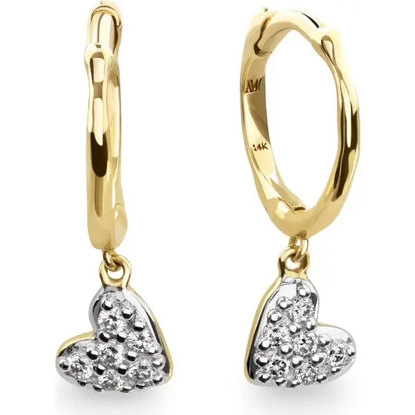 Monica Vinader Lab-created Diamond Mini Heart Huggie Earrings - 14kt Solid Gold / Lab Diamond