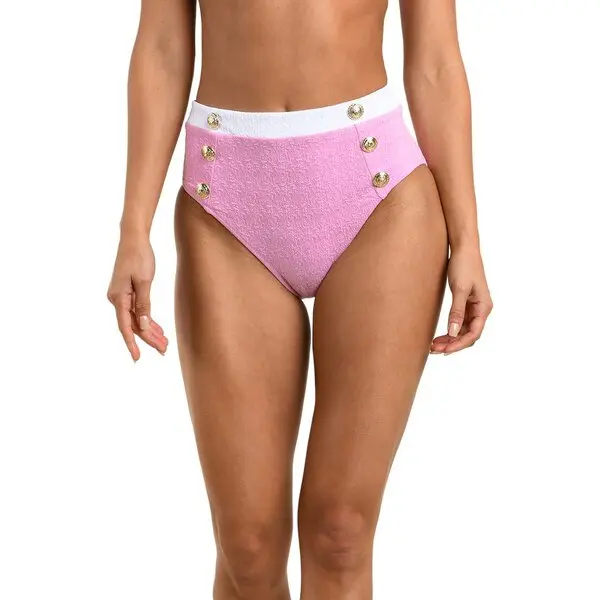 L'Agence Vanessa Colorblock High Waist Bikini Bottoms - Blush