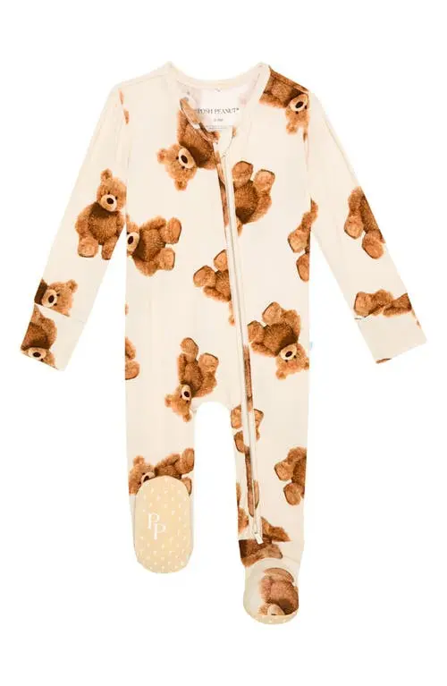 POSH PEANUT Freddy Teddy Fitted Footie Pajamas - Beige/khaki