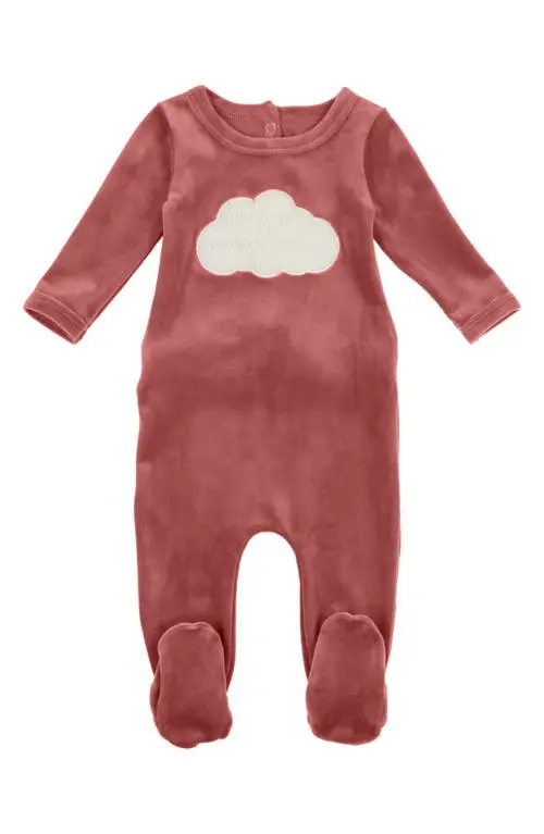 MANIÈRE Cozy Cloud Appliqué Velour Footie - Mauve
