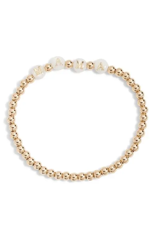 NASHELLE Mama Beaded Stretch Bracelet - Gold Fill And Mother Of Pearl