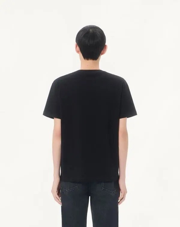 Valentino Garavani Cotton T-shirt With Vgold - Black