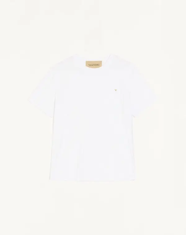 Valentino Garavani Cotton T-shirt With Vgold - White