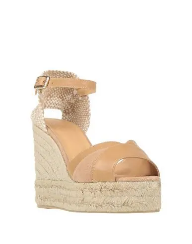 CastaÑer Leather And Textile Espadrille Sandals - Beige