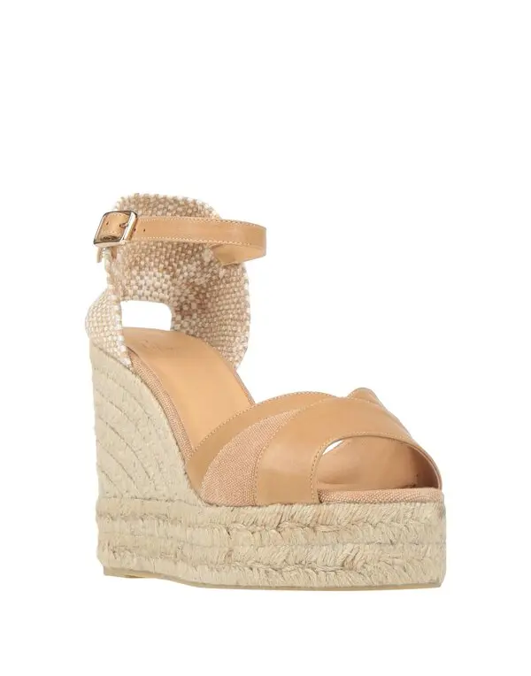 CastaÑer Leather And Textile Espadrille Sandals - Beige