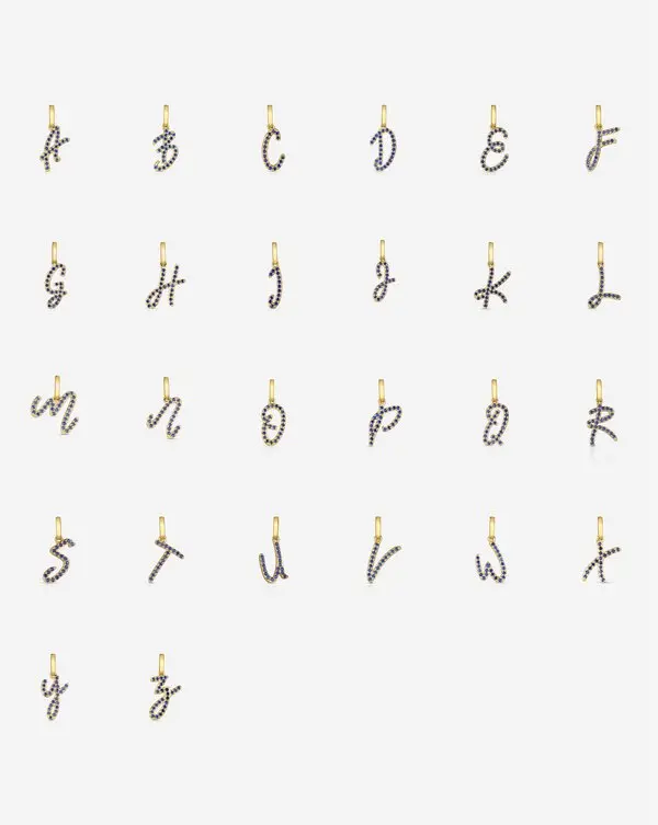 Ring Concierge Gemstone Script Initial Pendant - 14k Yellow Gold