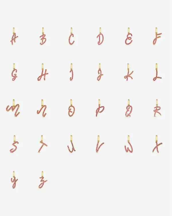 Ring Concierge Gemstone Script Initial Pendant - 14k Yellow Gold