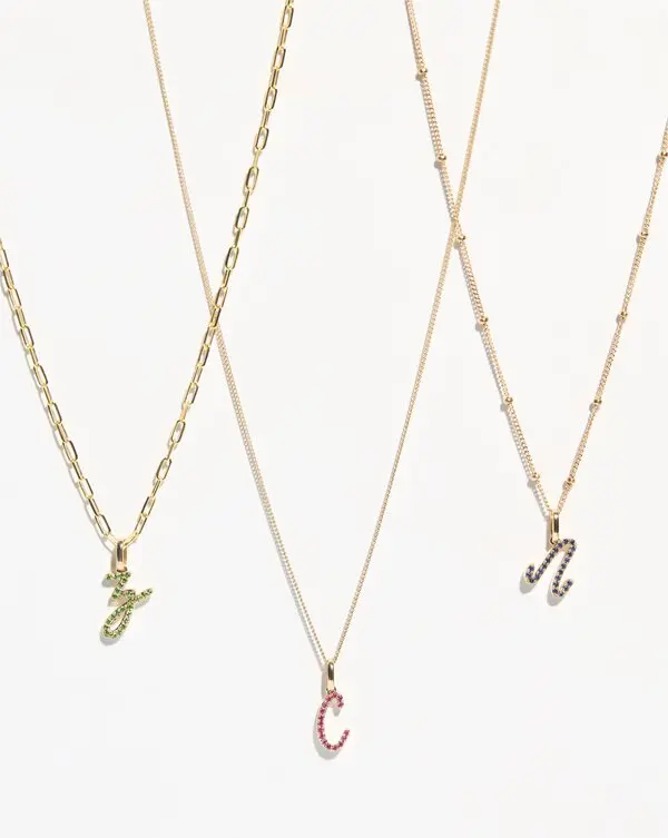 Ring Concierge Gemstone Script Initial Pendant - 14k Yellow Gold
