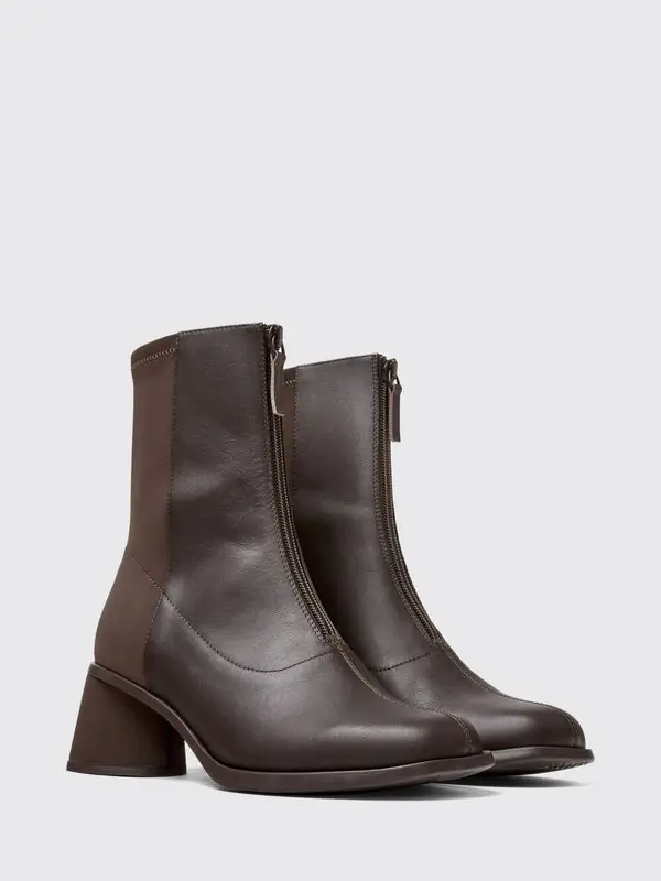Camper Kiara Smooth Leather Ankle Boots With A Mid Heel And Side Zip
