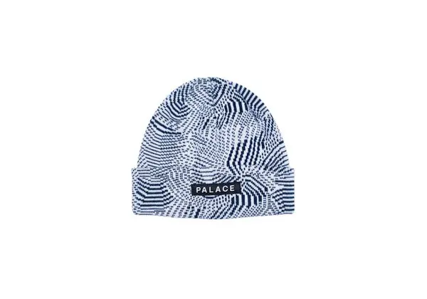 PALACE Swirly Wurly Beanie - Navy Blue/white