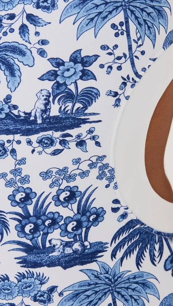 Staud Dolce One-piece Swimsuit - Blue Toile