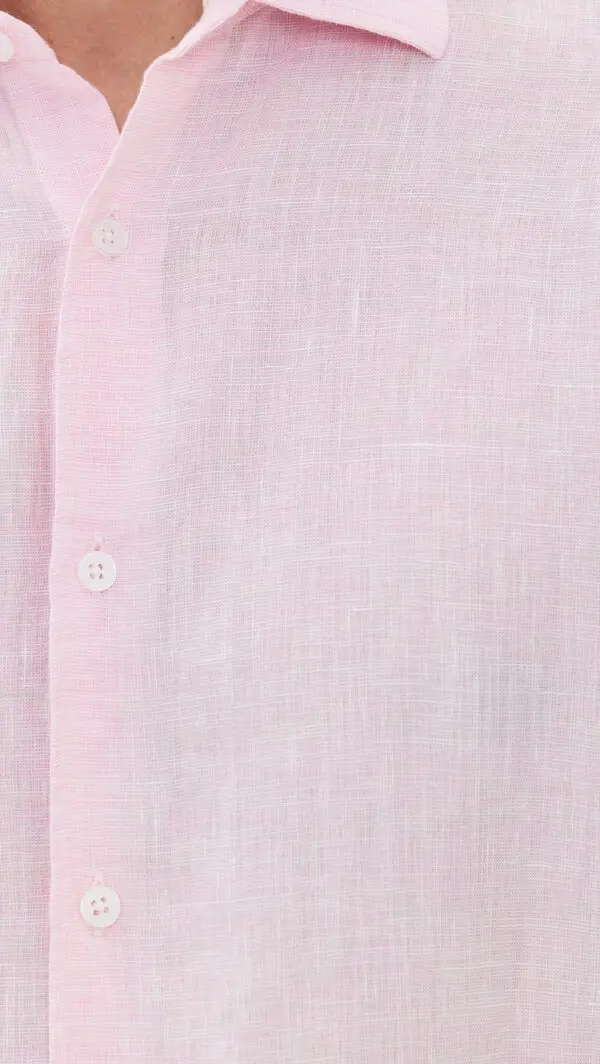 Orlebar Brown Giles Linen Button Down Shirt - Pale Pink/white