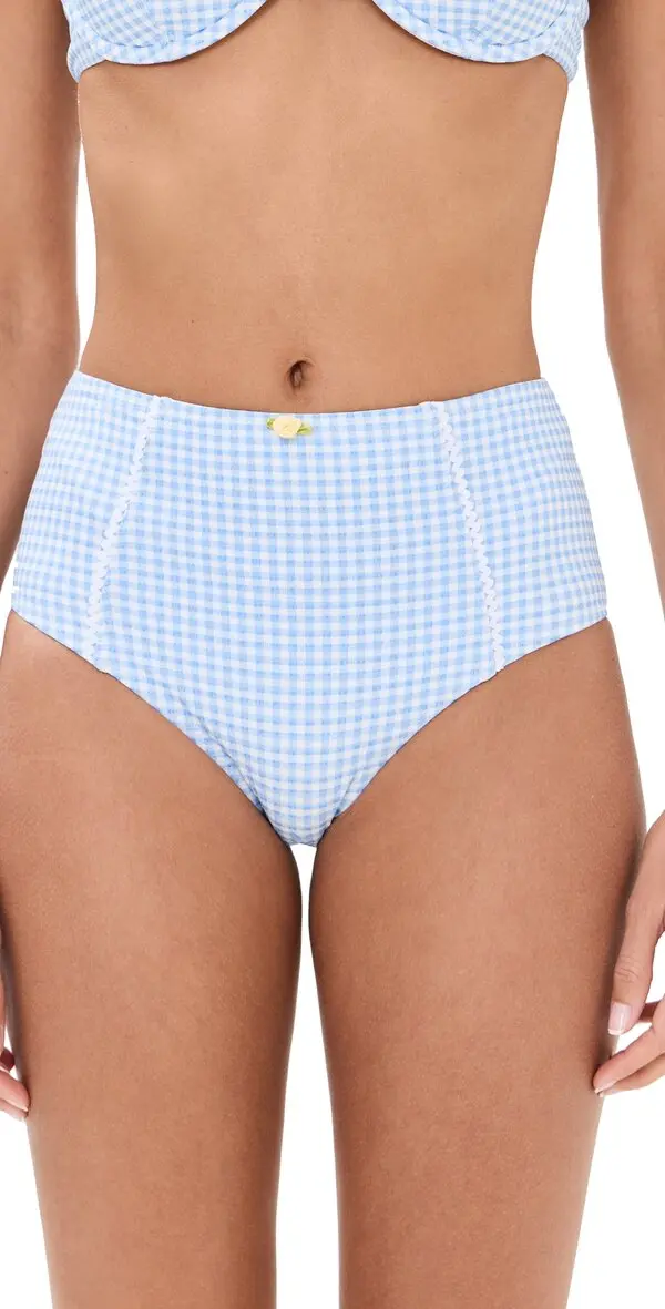 Staud Wailea Bikini Bottoms - Sky Micro Check