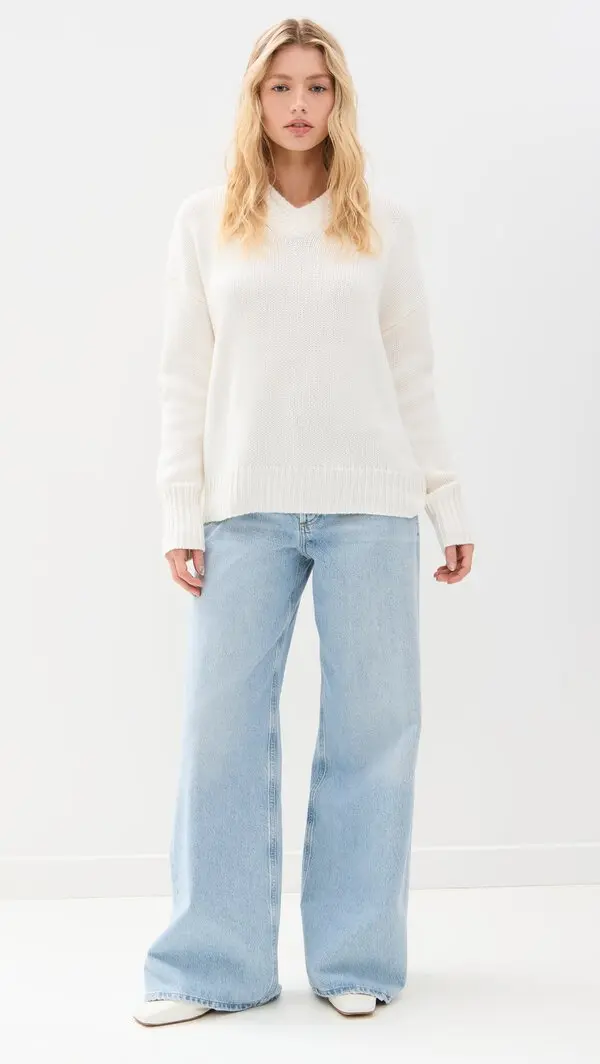 LA LIGNE Solid V Neck Sweater