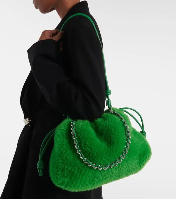 Loewe Flamenco Small Faux Fur Clutch - Green | Editorialist