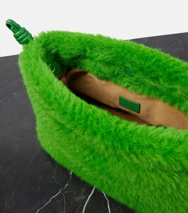 Loewe Flamenco Small Faux Fur Clutch - Green | Editorialist