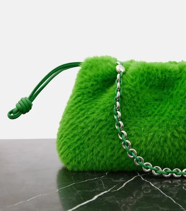 Loewe Flamenco Small Faux Fur Clutch - Green | Editorialist