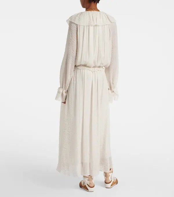 Chloé Ruffled Silk-blend Crêpe Maxi Dress - White