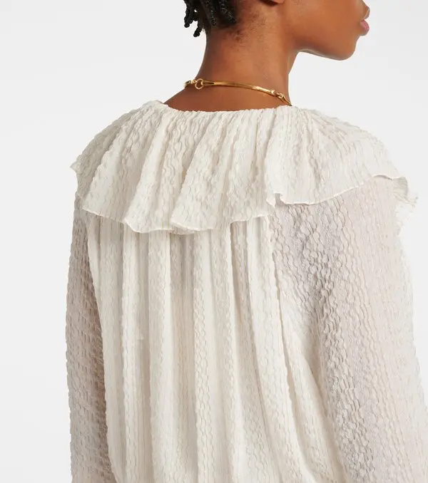 Chloé Ruffled Silk-blend Crêpe Maxi Dress