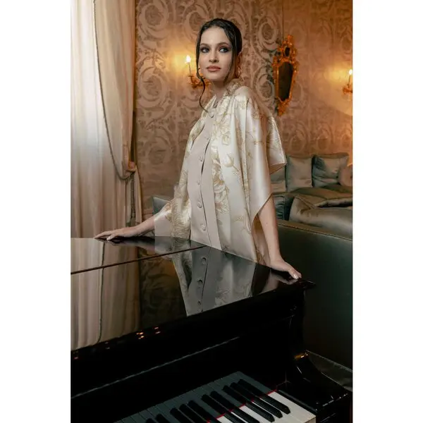ELIZABETTA Isabellasilk Scarf/shawl For - Champagne