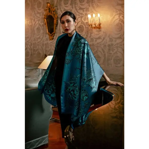 ELIZABETTA Isabellasilk Scarf/shawl For - Peacock Blue