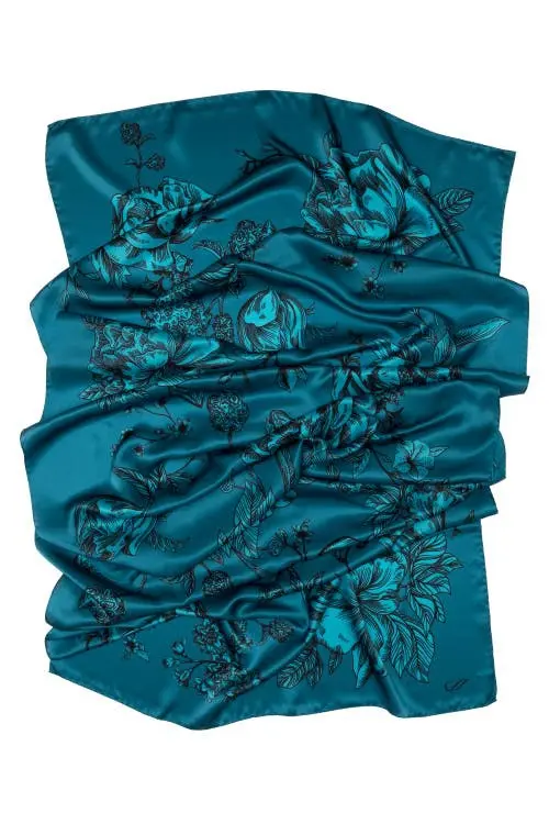 ELIZABETTA Isabellasilk Scarf/shawl For - Peacock Blue