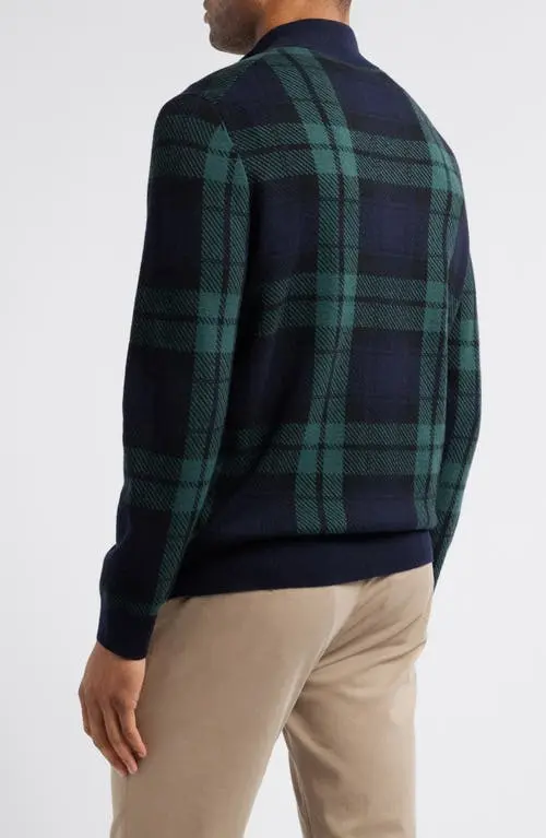 Vineyard Vines Boathouse Plaid Quarter Zip Wool & Cotton Sweater