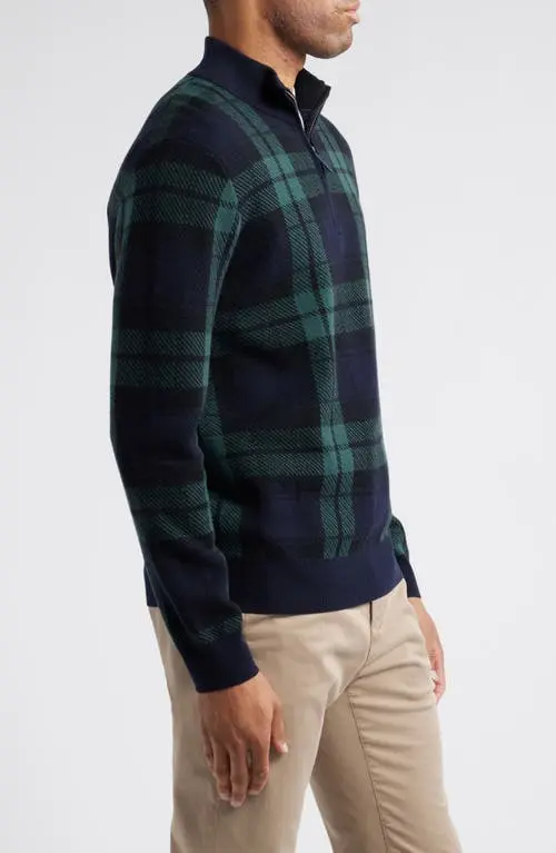 Vineyard Vines Boathouse Plaid Quarter Zip Wool & Cotton Sweater