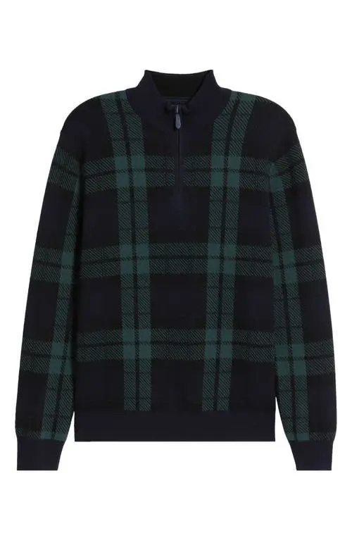 Vineyard Vines Boathouse Plaid Quarter Zip Wool & Cotton Sweater