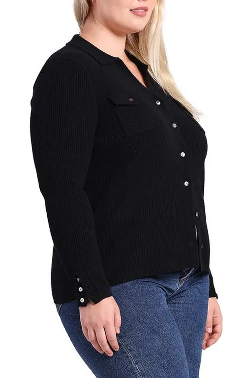 Minnie Rose Rib Cashmere Cardigan - Black