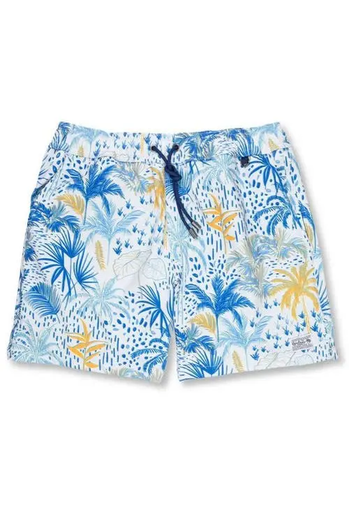 BAJA LLAMA Hot Tropicsorange Burst Stretch Swimsuit - White