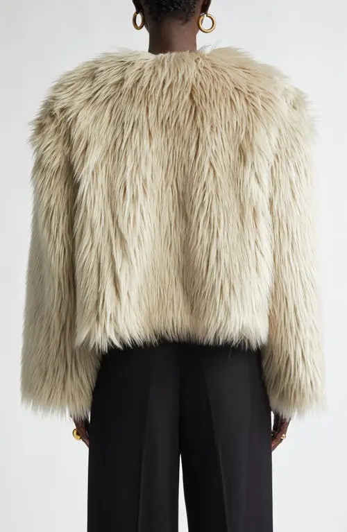 St. John Faux Fur Cropped Jacket - Mastic