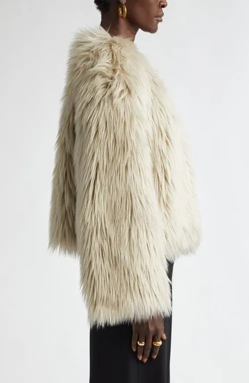 St. John Faux Fur Cropped Jacket - Mastic