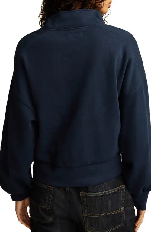 Lucky Brand Embroidered Quarter-zip Fleece
