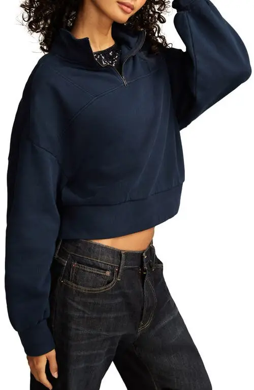 Lucky Brand Embroidered Quarter-zip Fleece