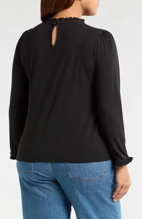 Caslon Ruffle Detail Knit Top - Black